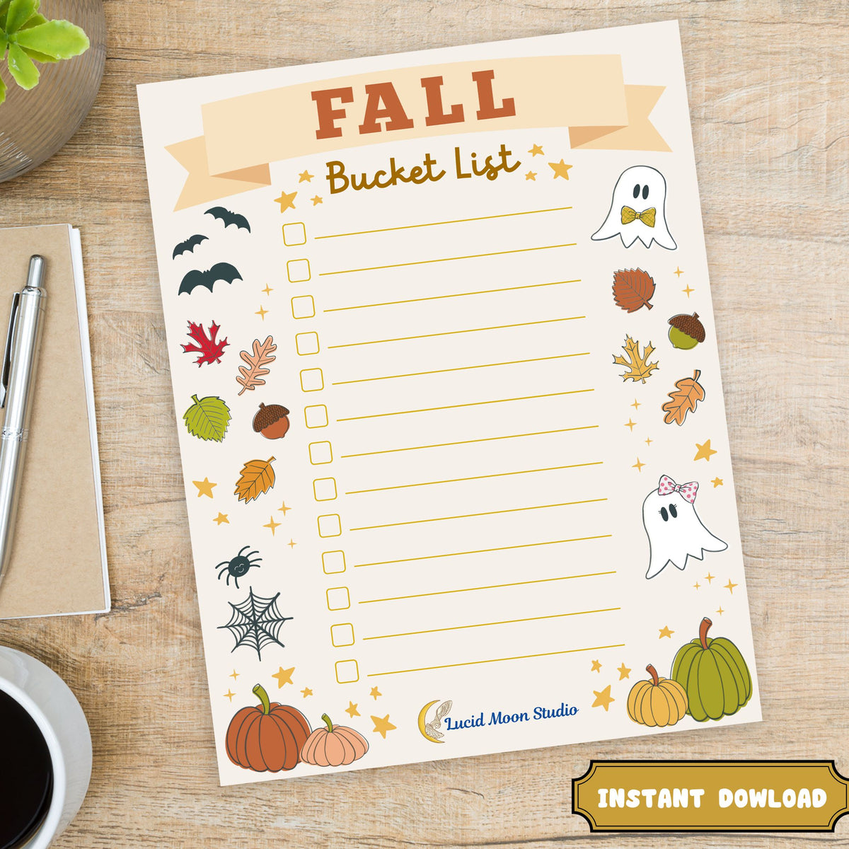 DIGITAL Fall Bucket List Printable Freebie – Lucid Moon Studio LLC